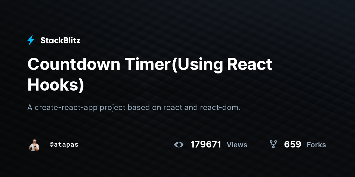 Countdown Timer(Using React Hooks) - StackBlitz