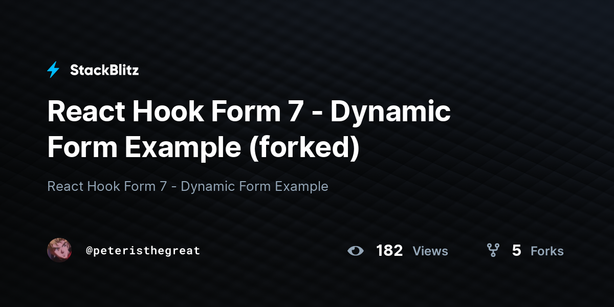 React Hook Form 7 - Dynamic Form Example (forked) - StackBlitz