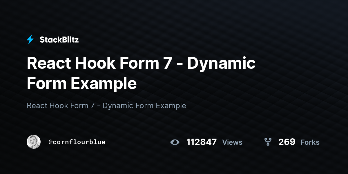 React Hook Form 7 - Dynamic Form Example - StackBlitz