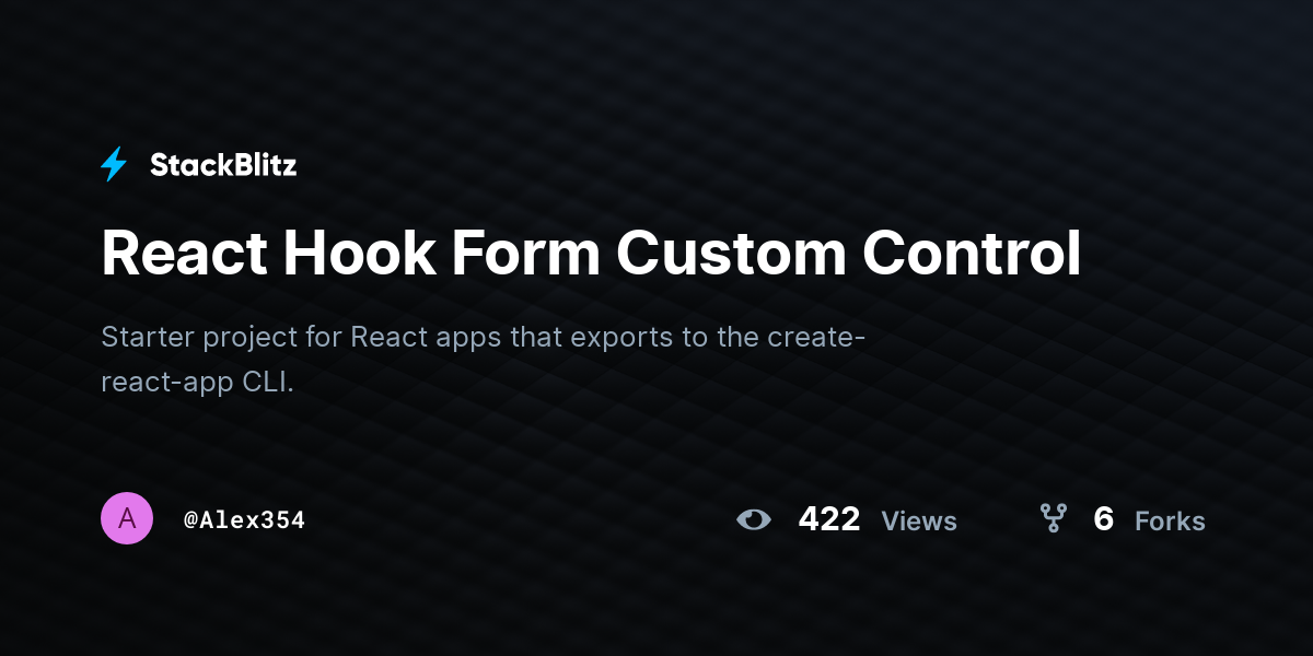 React Hook Form Custom Control - StackBlitz