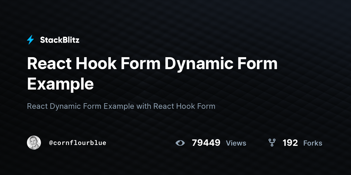 React Hook Form Dynamic Form Example - StackBlitz
