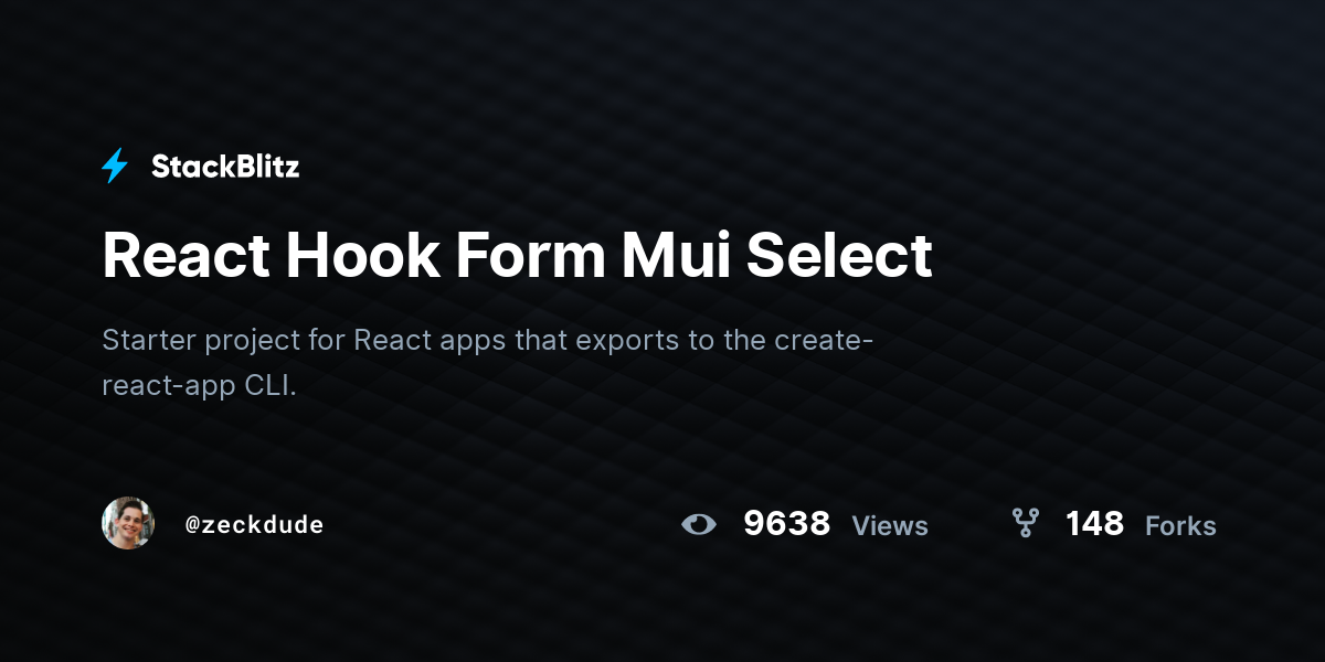 React Hook Form Mui Select - StackBlitz