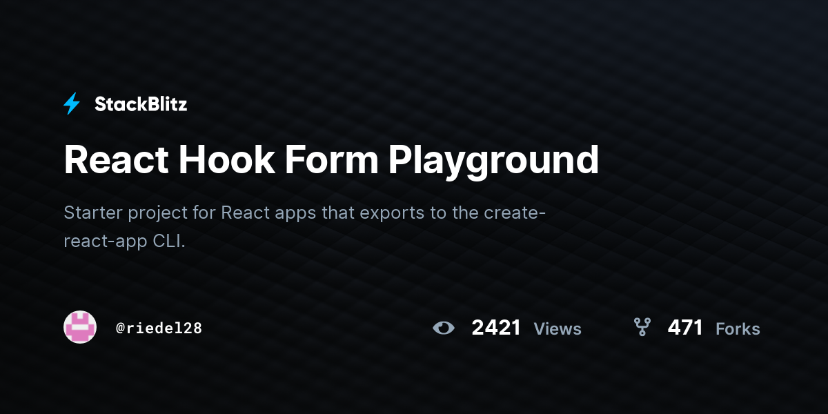 React Hook Form Playground - StackBlitz
