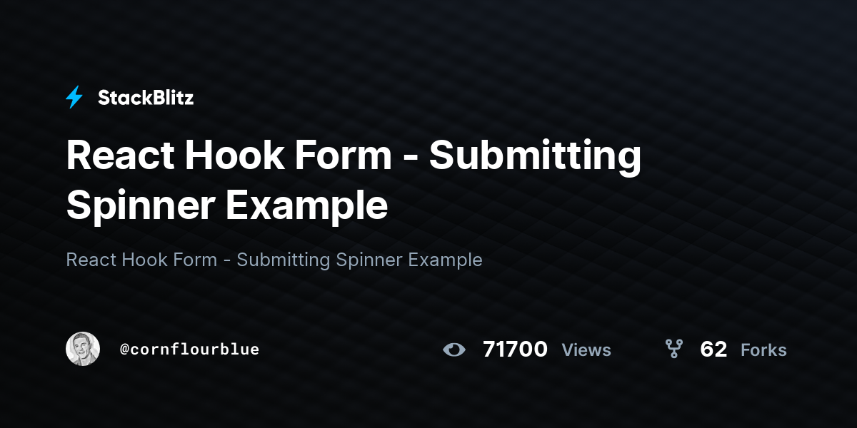 React Hook Form - Submitting Spinner Example - StackBlitz