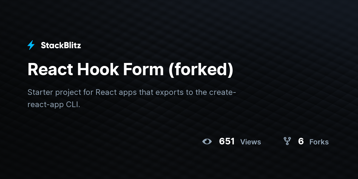 React Hook Form (forked) - StackBlitz