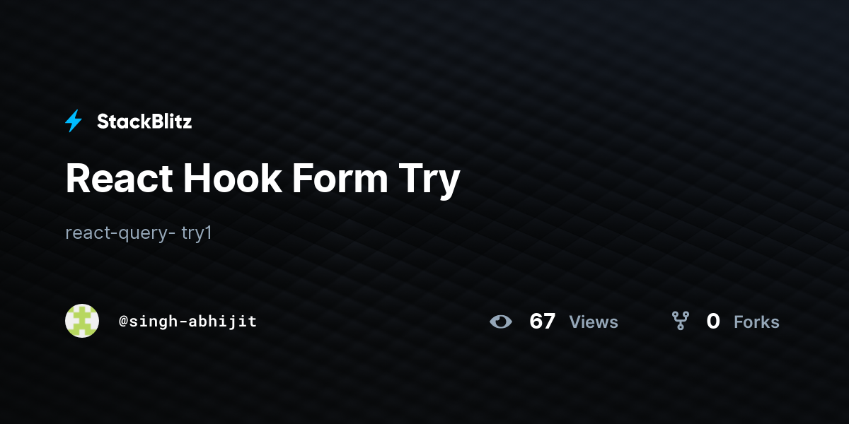 React Hook Form Try - StackBlitz