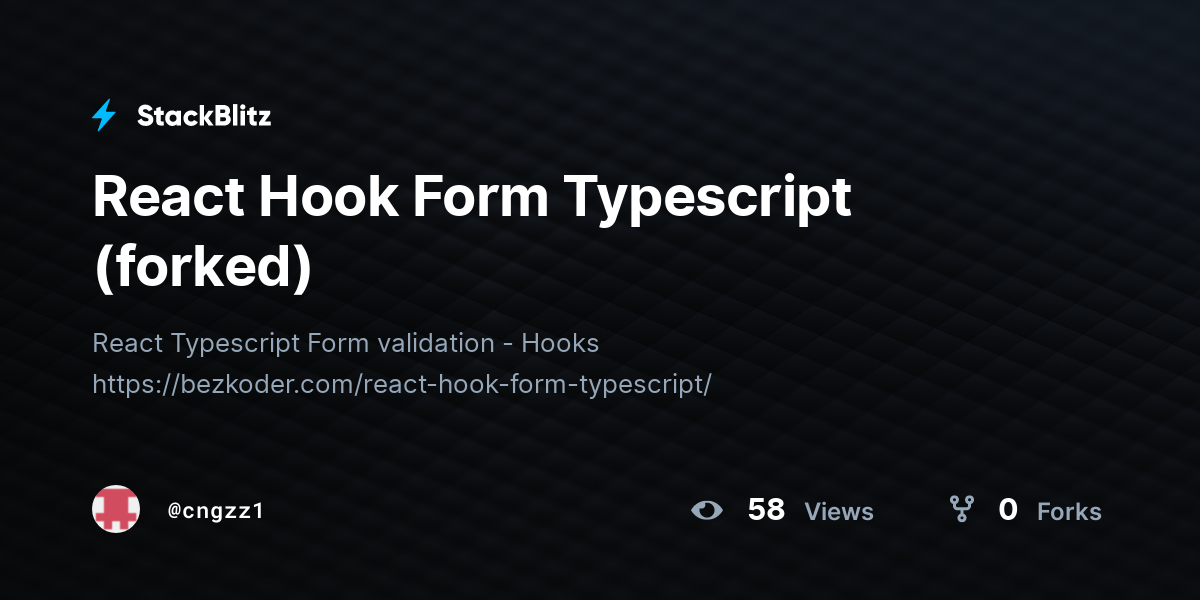 React Hook Form Typescript (forked) - StackBlitz