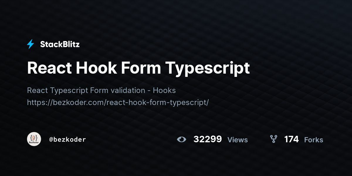React Hook Form Typescript - StackBlitz