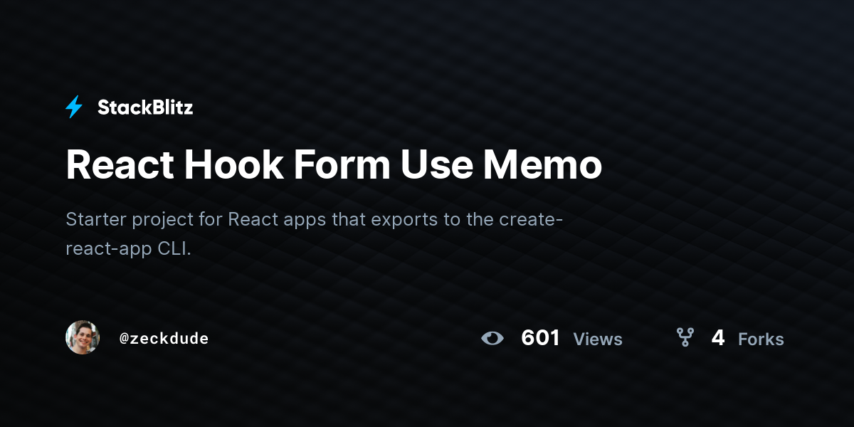 React Hook Form Use Memo - StackBlitz