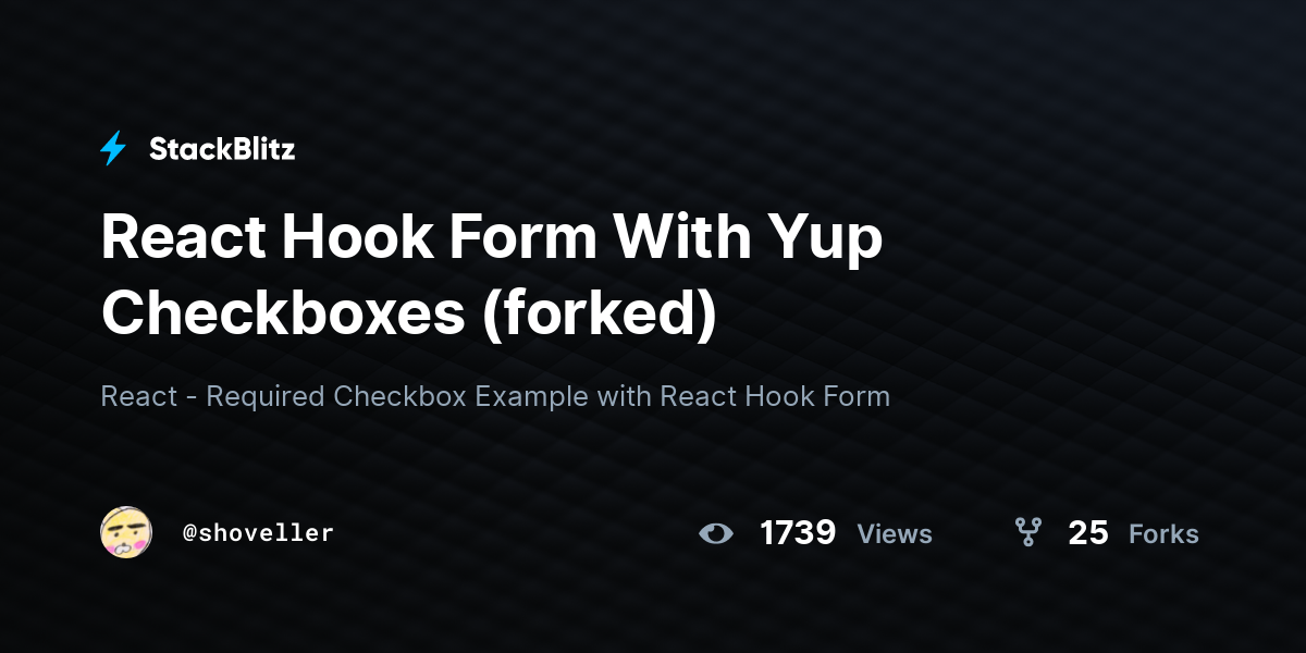 React Hook Form With Yup Checkboxes (forked) - StackBlitz
