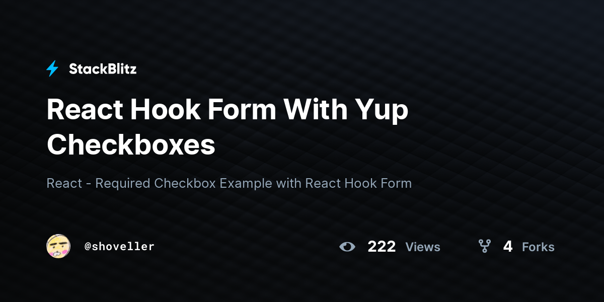 React Hook Form With Yup Checkboxes - StackBlitz