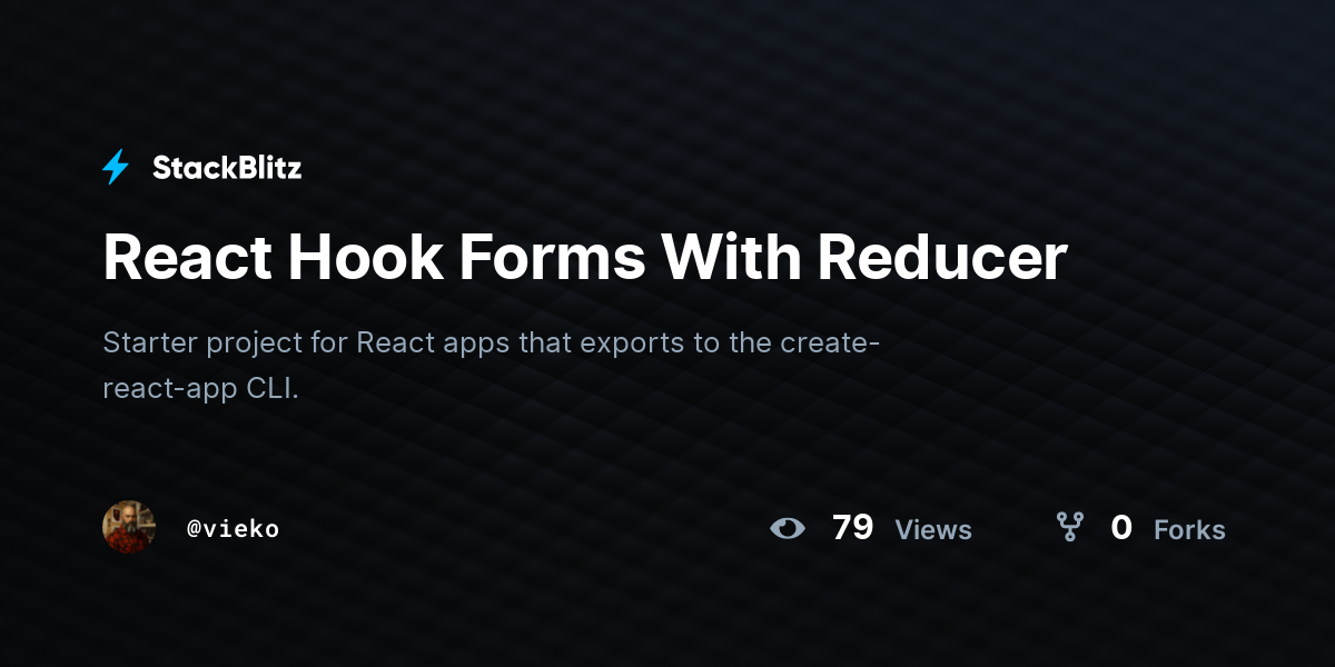 React Hook Forms With Reducer - StackBlitz