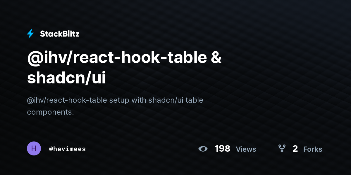 @ihv/react-hook-table & shadcn/ui - StackBlitz