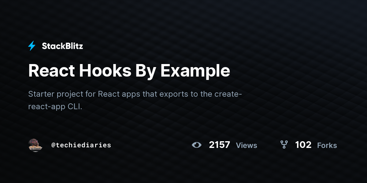 React Hooks By Example - StackBlitz