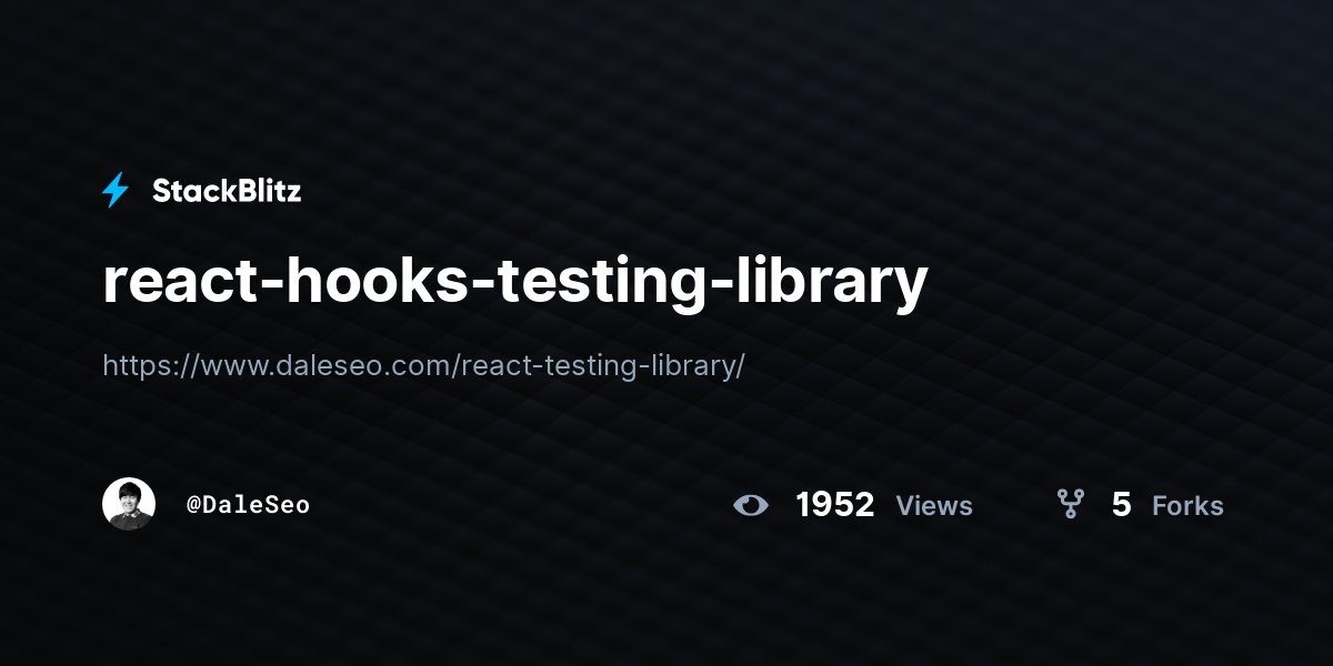 React Hooks Testing Library Stackblitz