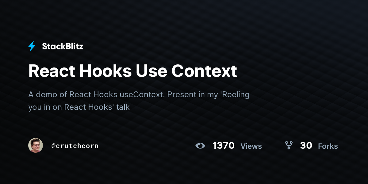 React Hooks Use Context - StackBlitz