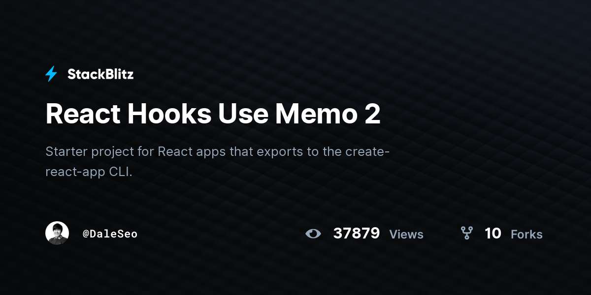 React Hooks Use Memo 2 - StackBlitz