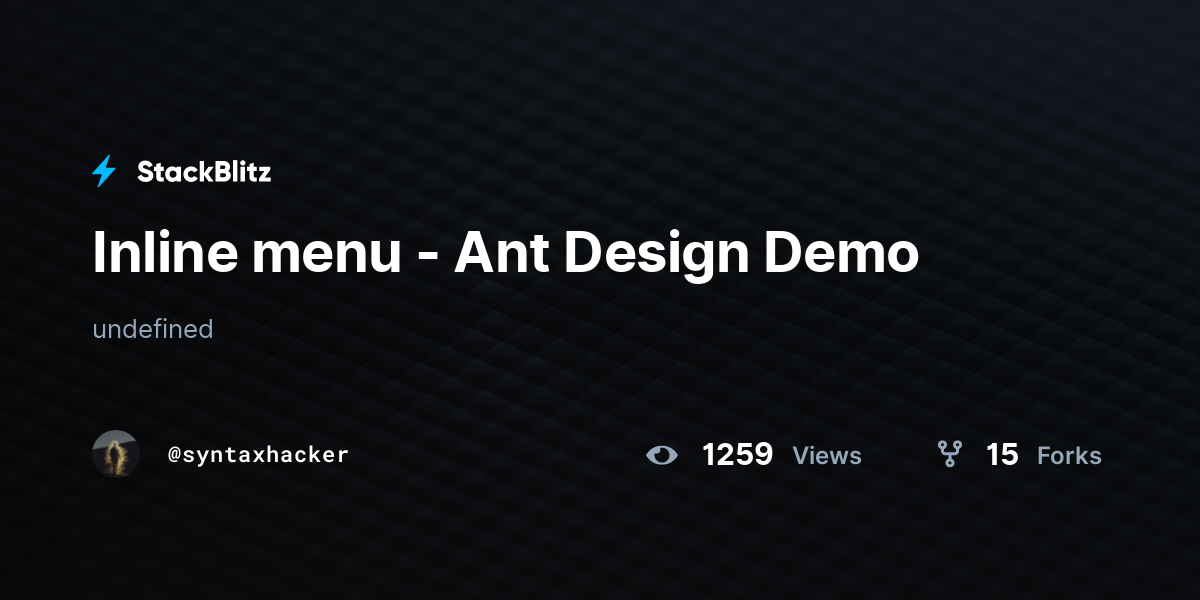 Inline menu - Ant Design Demo - StackBlitz