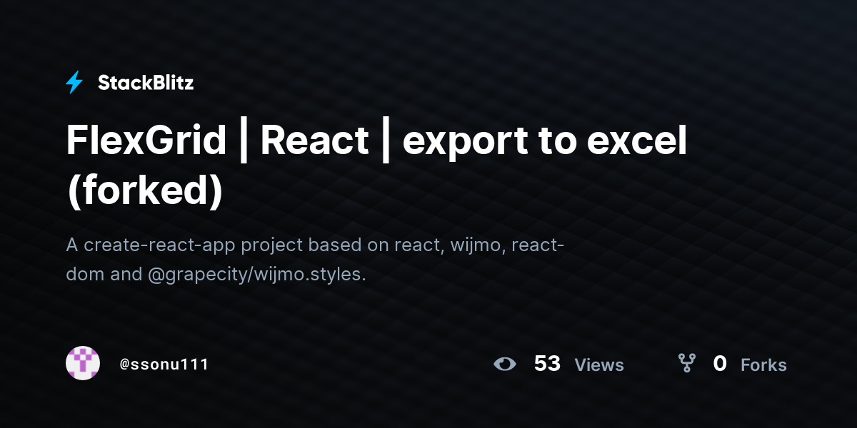 Flexgrid React Export To Excel Forked Stackblitz 0742