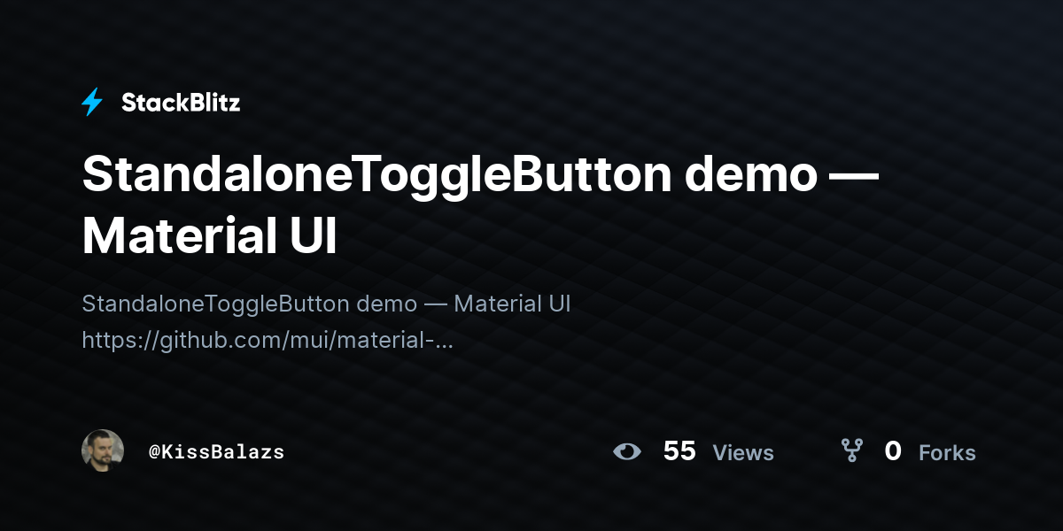 StandaloneToggleButton demo — Material UI - StackBlitz