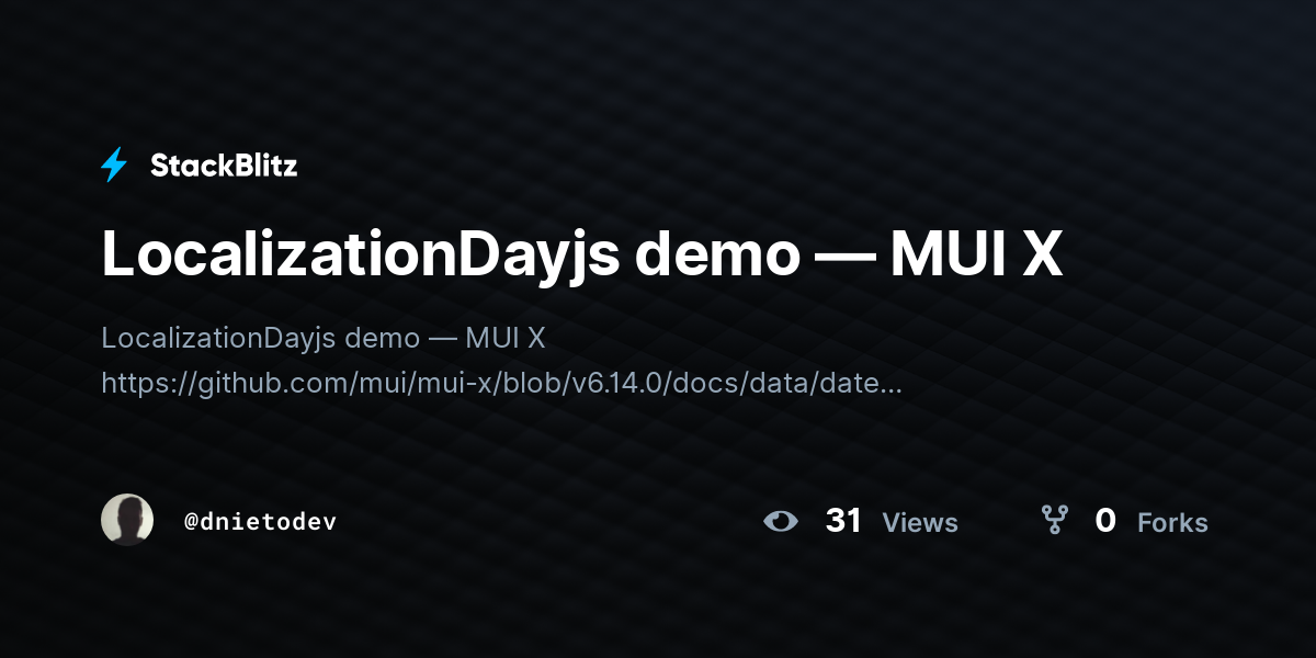 LocalizationDayjs demo — MUI X - StackBlitz