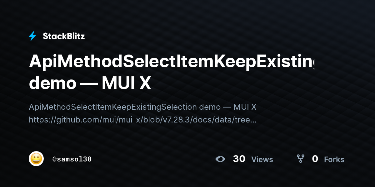 ApiMethodSelectItemKeepExistingSelection demo — MUI X - StackBlitz