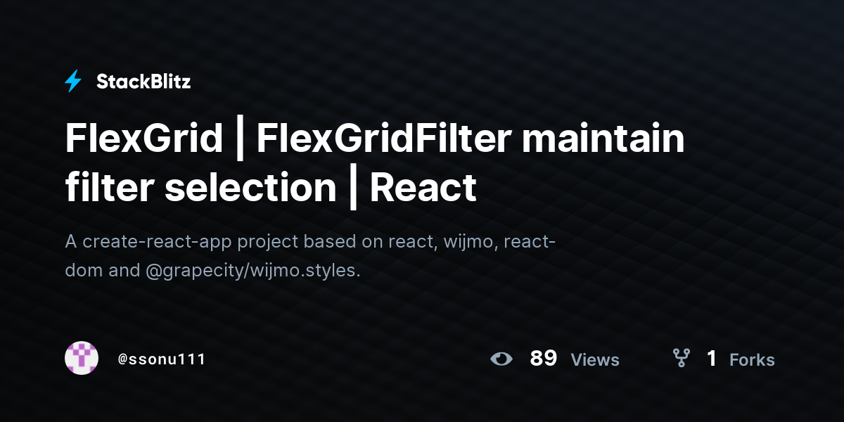 FlexGrid | FlexGridFilter maintain filter selection | React - StackBlitz