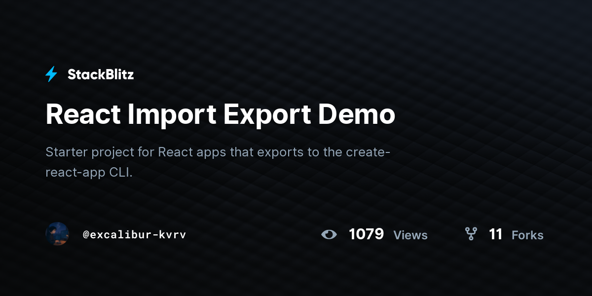 React Import Export Demo - StackBlitz