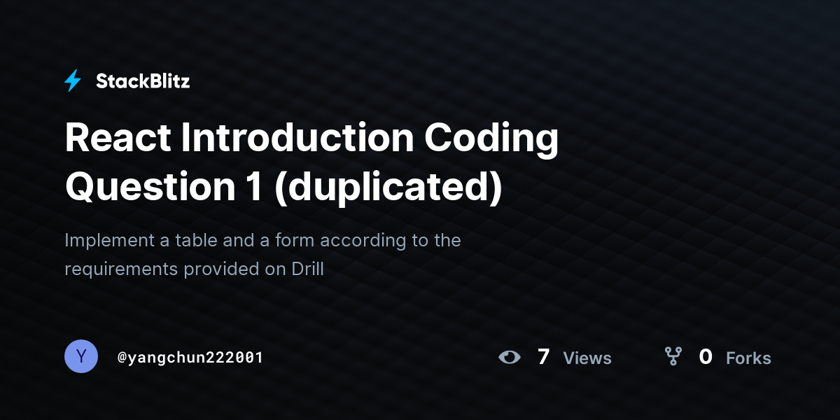 React Introduction Coding Question 1 (duplicated) - StackBlitz