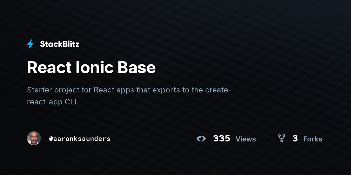 React Ionic Base - StackBlitz