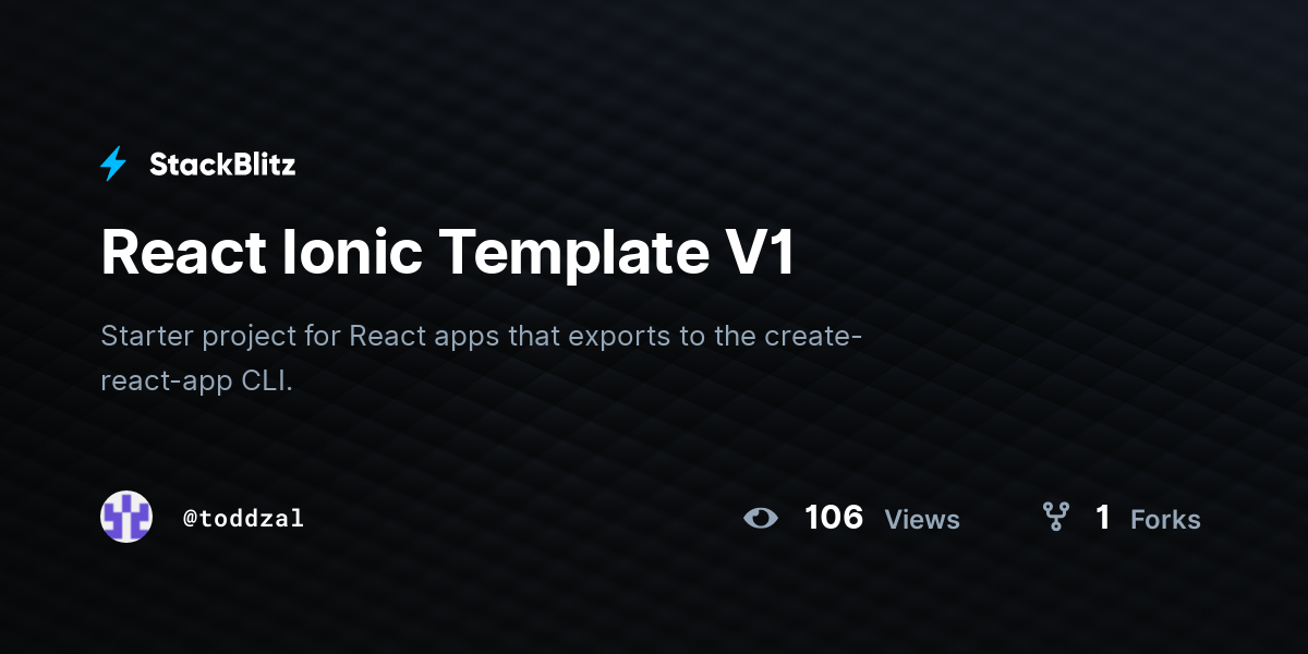 React Ionic Template V1 - StackBlitz