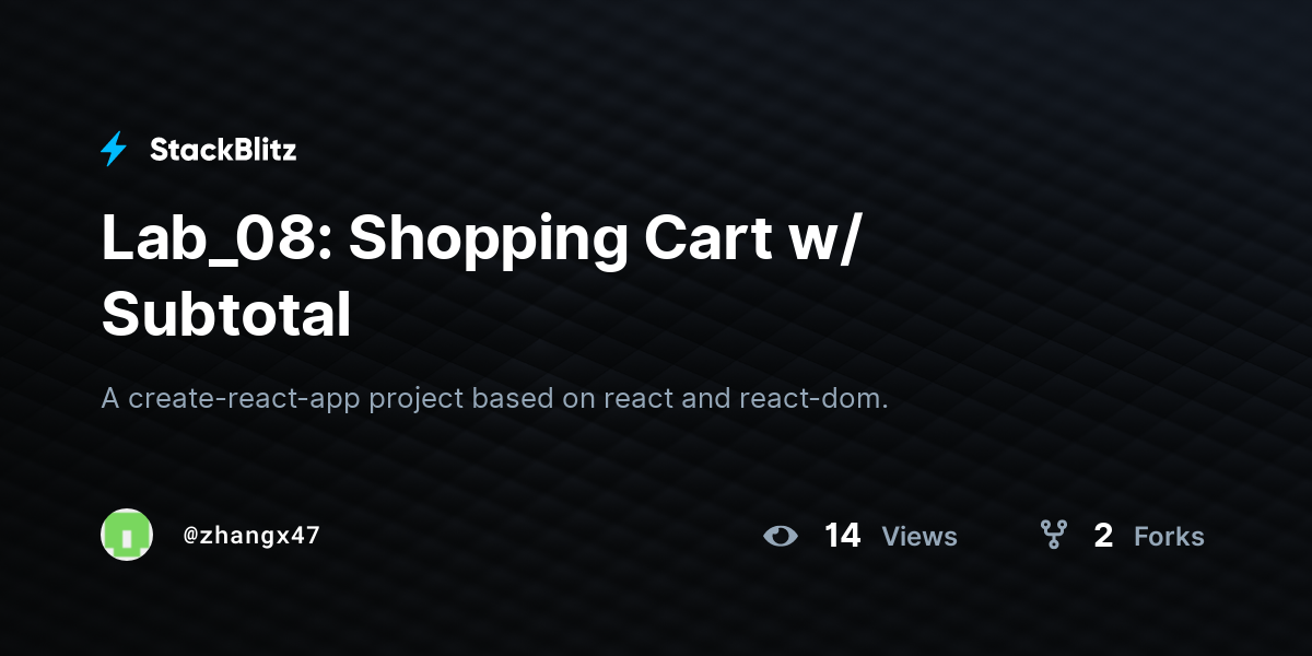 Lab_08: Shopping Cart w/ Subtotal - StackBlitz