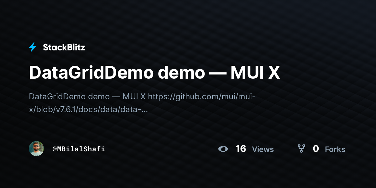 DataGridDemo demo — MUI X - StackBlitz DataGridDemo demo — MUI X - StackBlitz