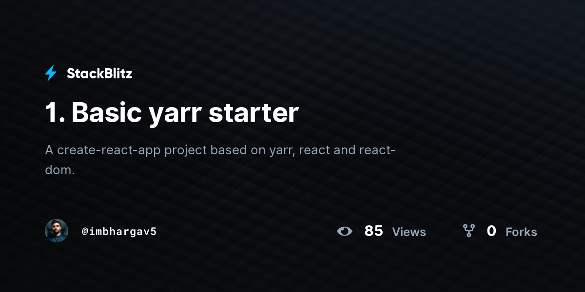 1. Basic yarr starter - StackBlitz 1. Basic yarr starter - StackBlitz