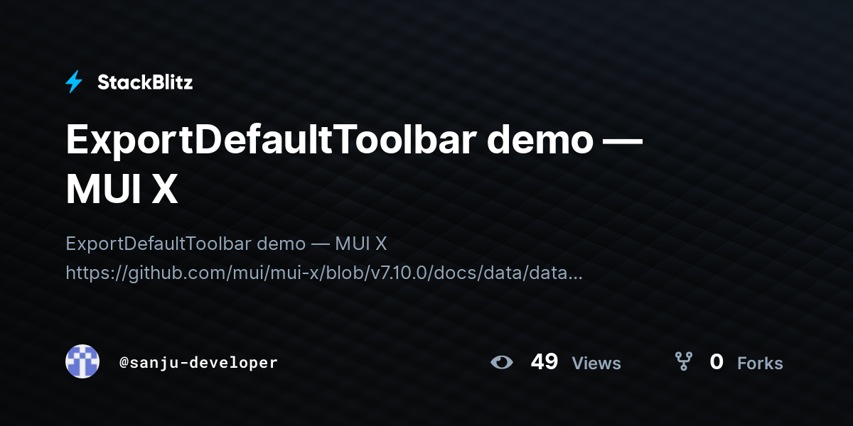 ExportDefaultToolbar demo — MUI X - StackBlitz ExportDefaultToolbar demo — MUI X - StackBlitz