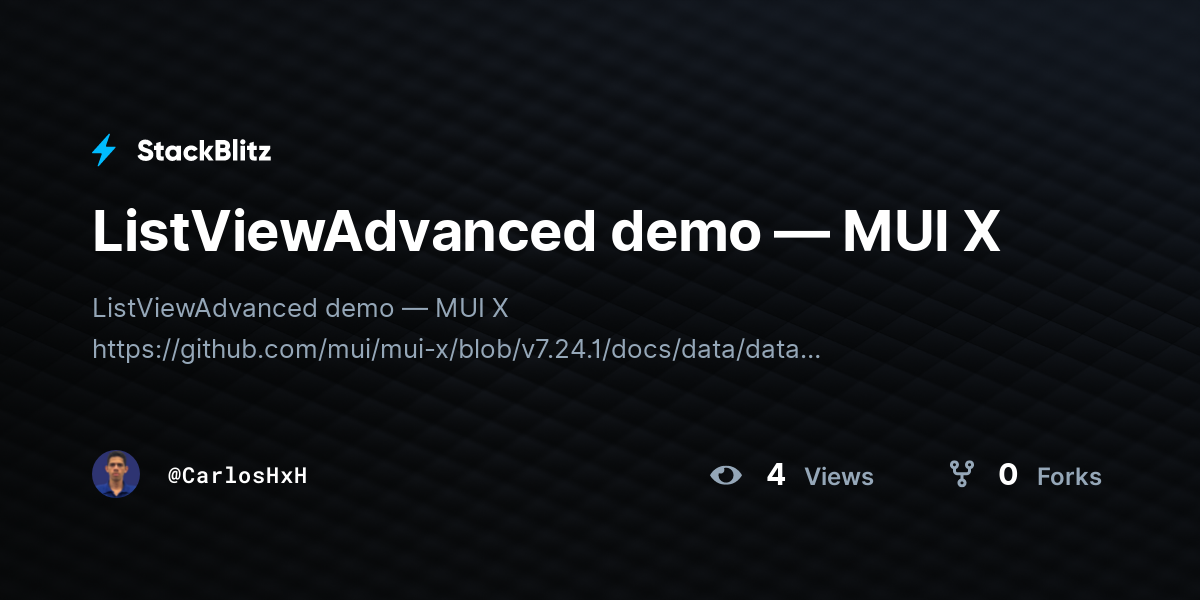 ListViewAdvanced demo — MUI X - StackBlitz