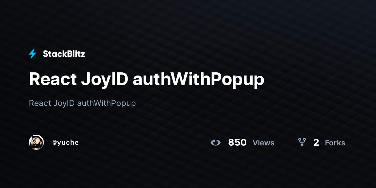 React JoyID authWithPopup - StackBlitz