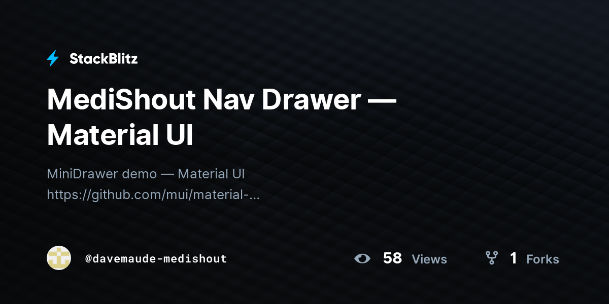 MediShout Nav Drawer — Material UI - StackBlitz