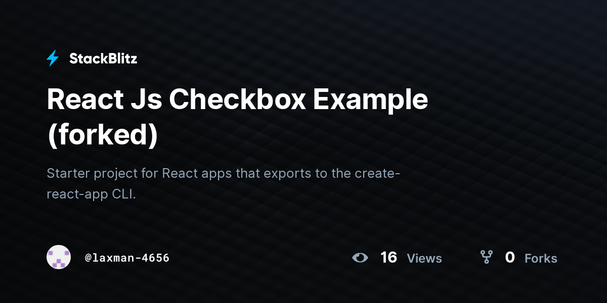React Js Checkbox Example (forked) - StackBlitz React Js Checkbox Example (forked) - StackBlitz
