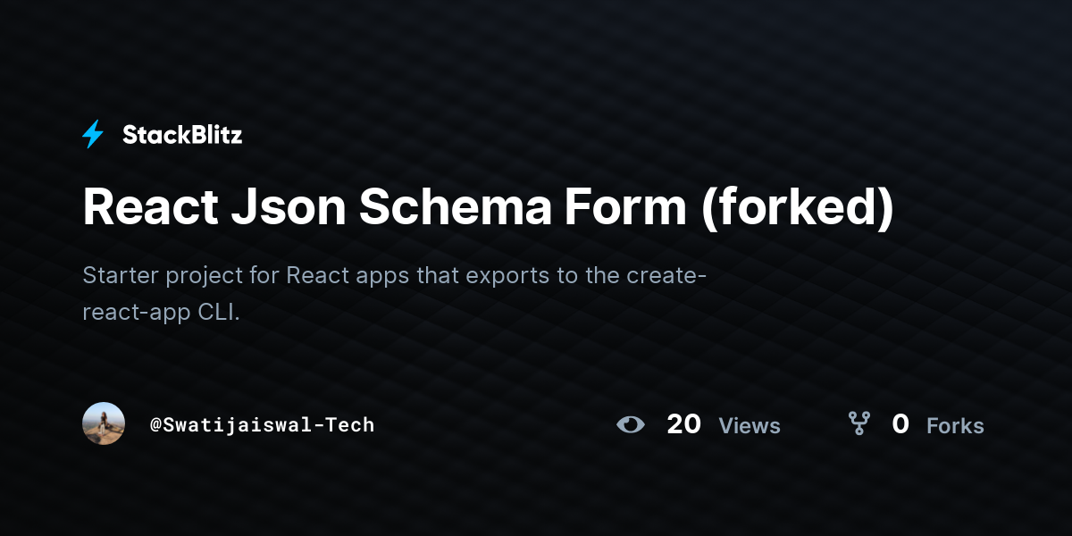 React Json Schema Form (forked) - StackBlitz