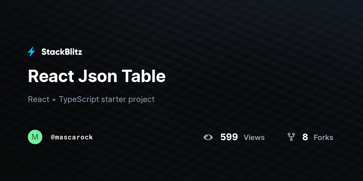 React Json Table - StackBlitz