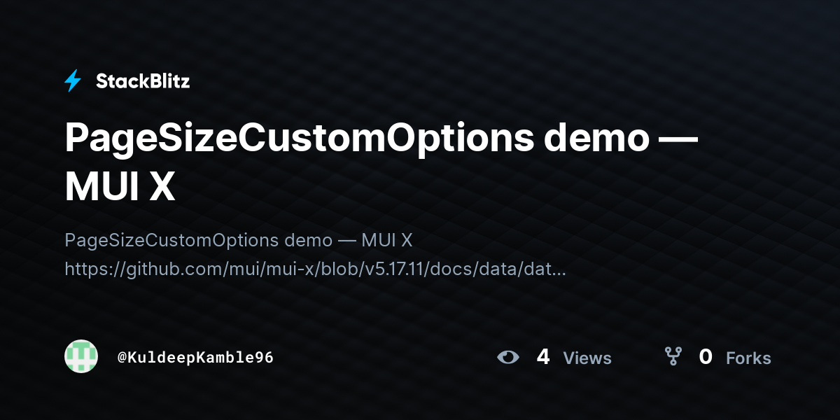 PageSizeCustomOptions demo — MUI X - StackBlitz