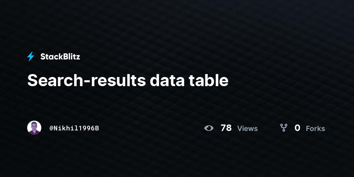 Search-results data table - StackBlitz