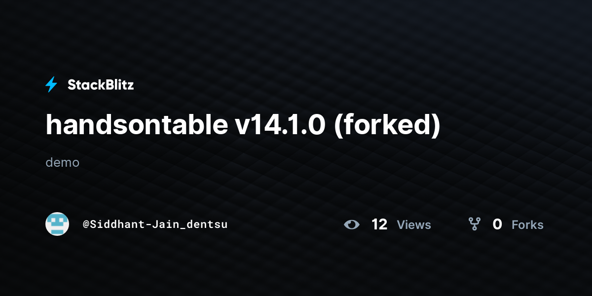 handsontable v14.1.0 (forked) - StackBlitz