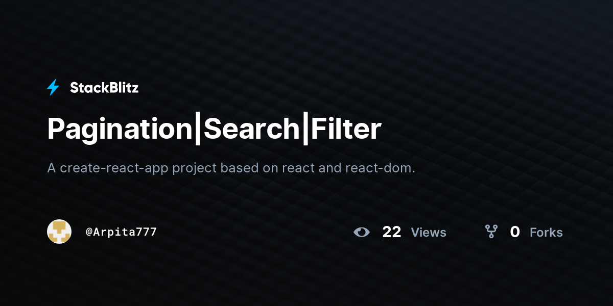 Pagination|Search|Filter - StackBlitz Pagination|Search|Filter - StackBlitz