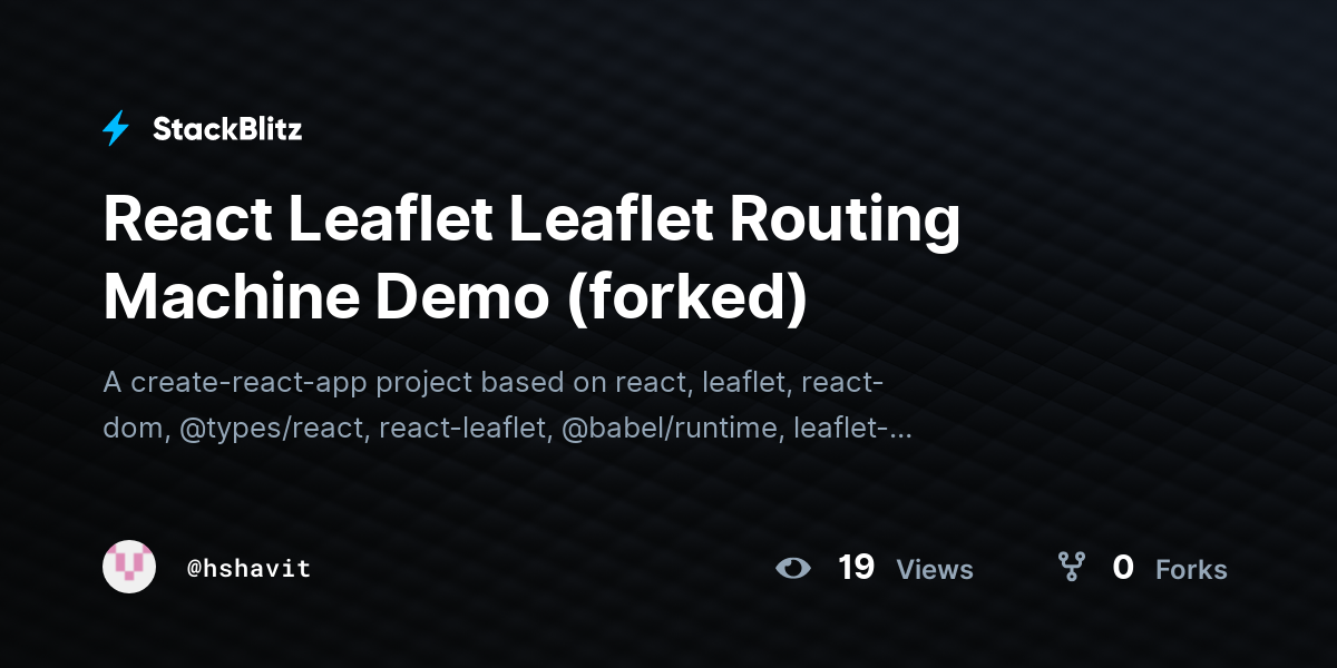 React Leaflet Leaflet Routing Machine Demo (forked) - StackBlitz