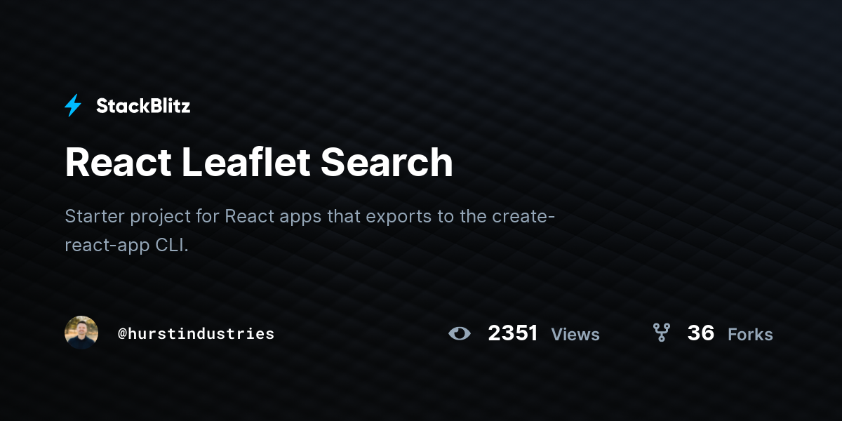 React Leaflet Search - StackBlitz