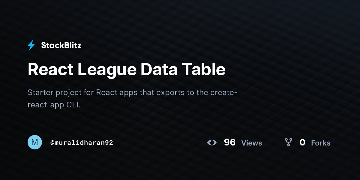 React League Data Table - StackBlitz