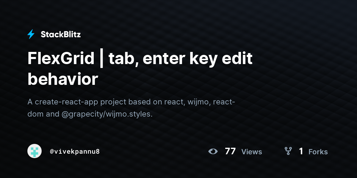FlexGrid | tab, enter key edit behavior - StackBlitz