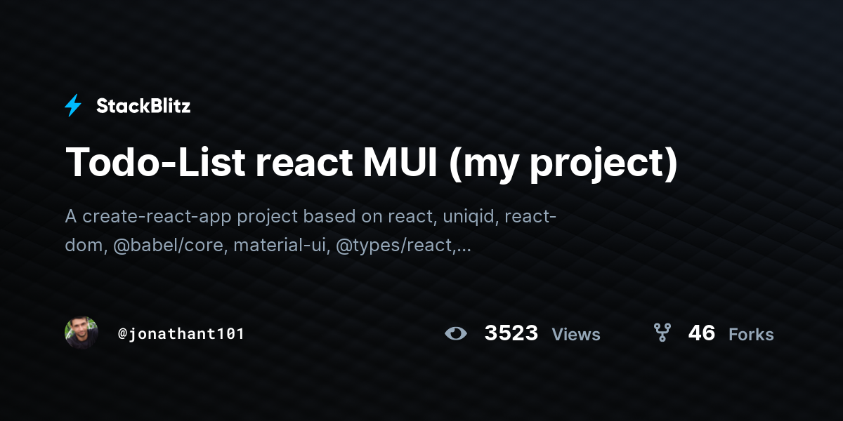 Todo-List react MUI (my project) - StackBlitz